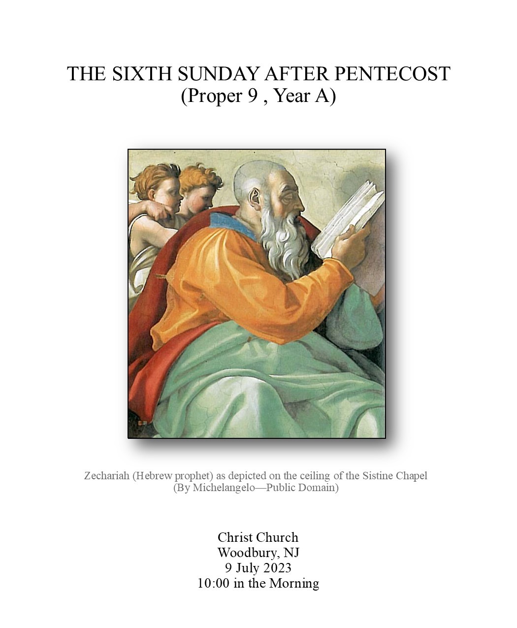 Weekly Service Sheet for the Sixth Sunday after Pentecost - July 9 ...