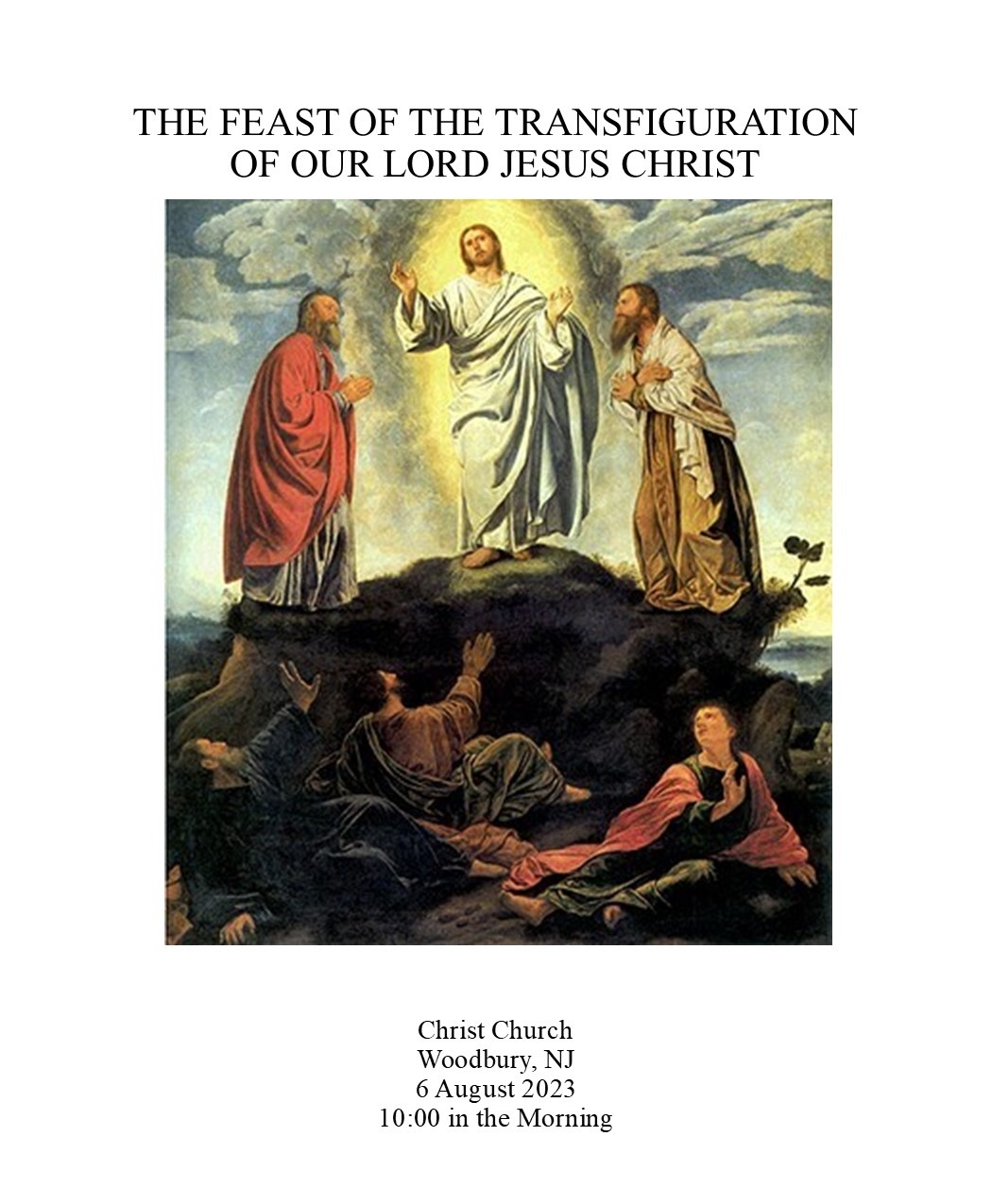 Weekly Service Sheet for the Feast of the Transfiguration of Our Lord ...